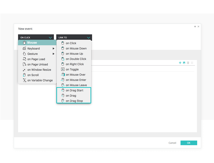 Interactive wireframes: drag and drop